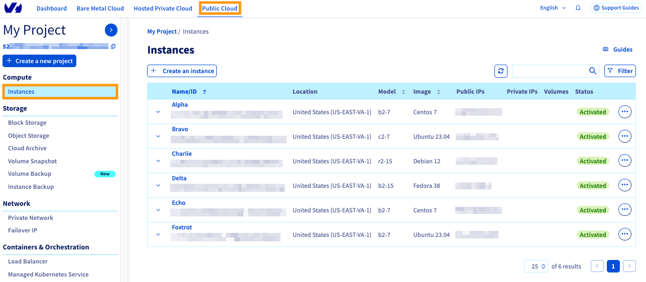 Managing your Public Cloud instances – Support Guides