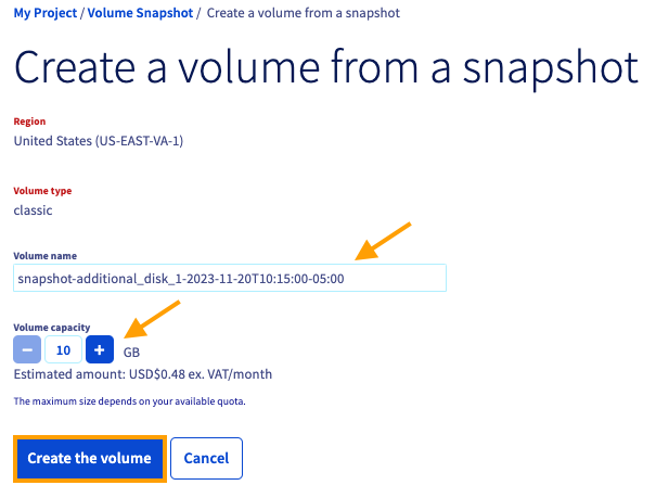 Creating a Volume from a Backup – Support Guides