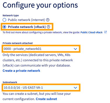 Databases & Analytics - Configure your private network – Support Guides
