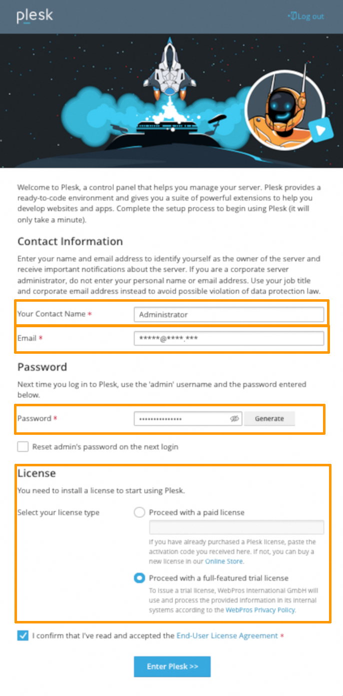 Installing Plesk on an instance – Support Guides