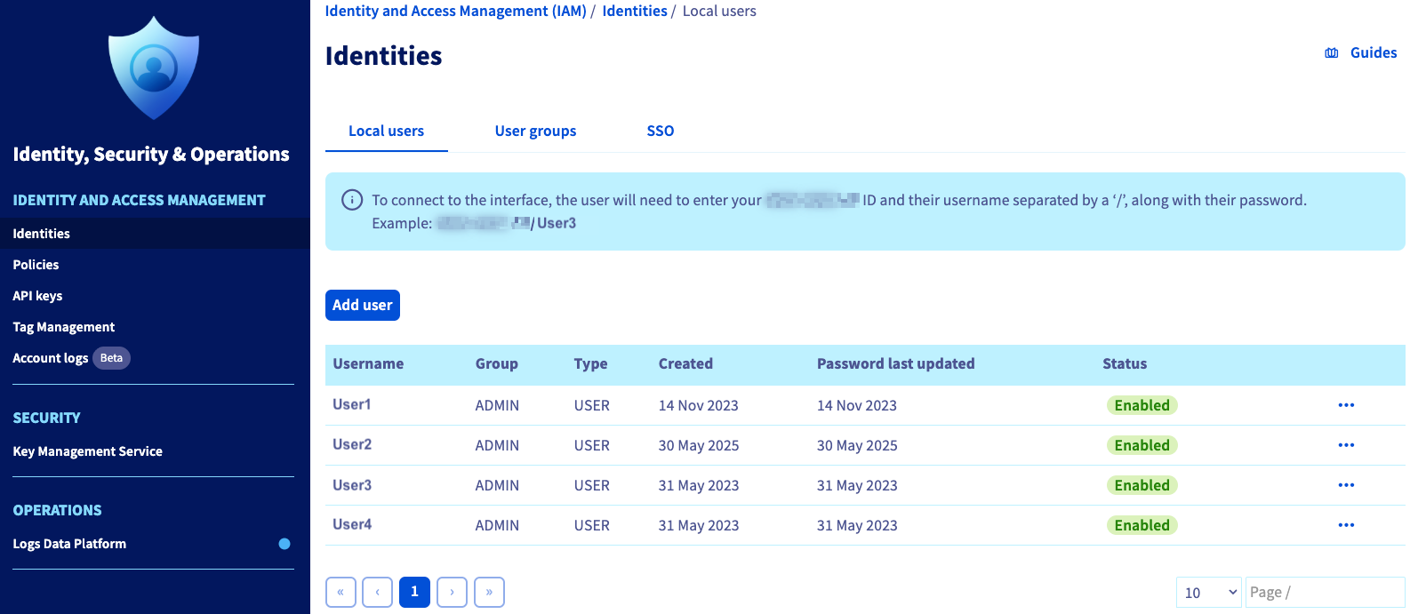 Creating and managing local users on an OVHcloud account – Support Guides