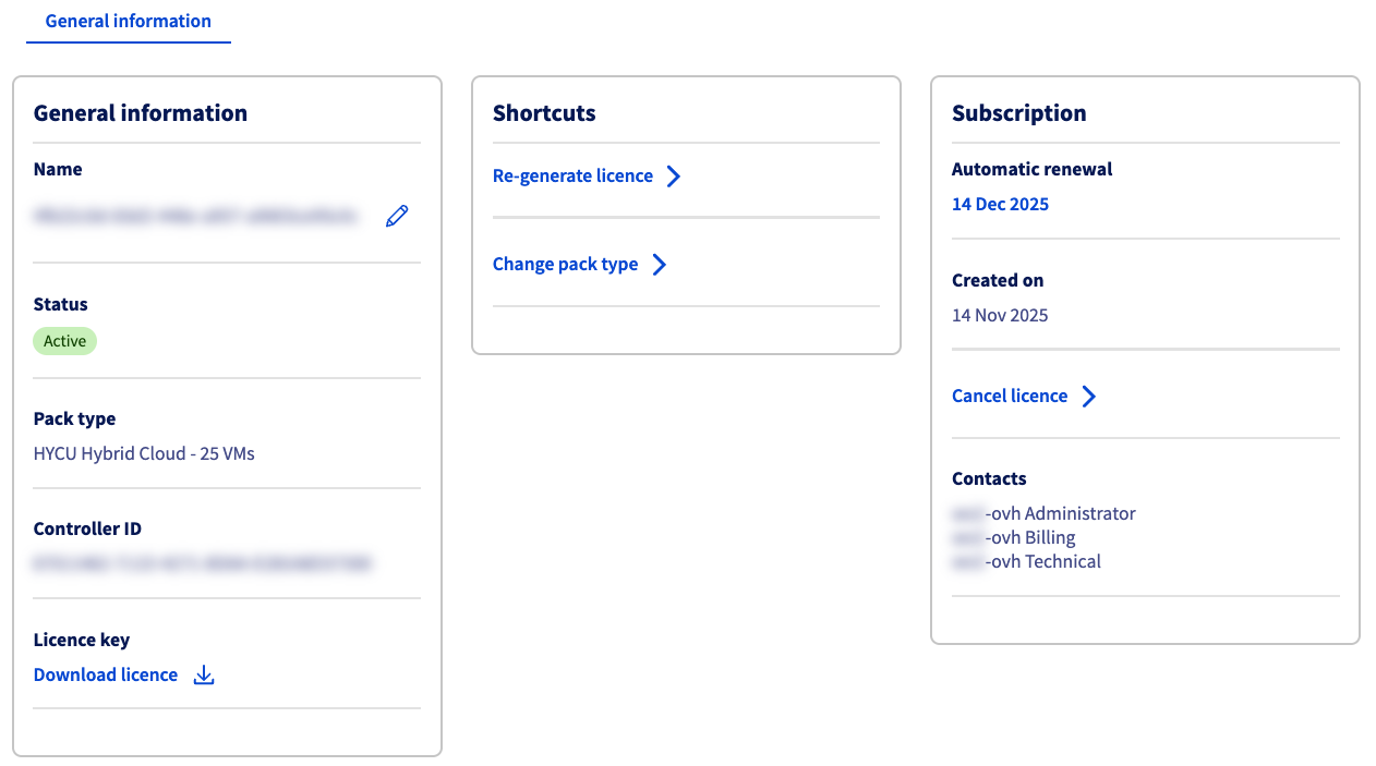 Ordering and managing a HYCU for OVHcloud license – Support Guides